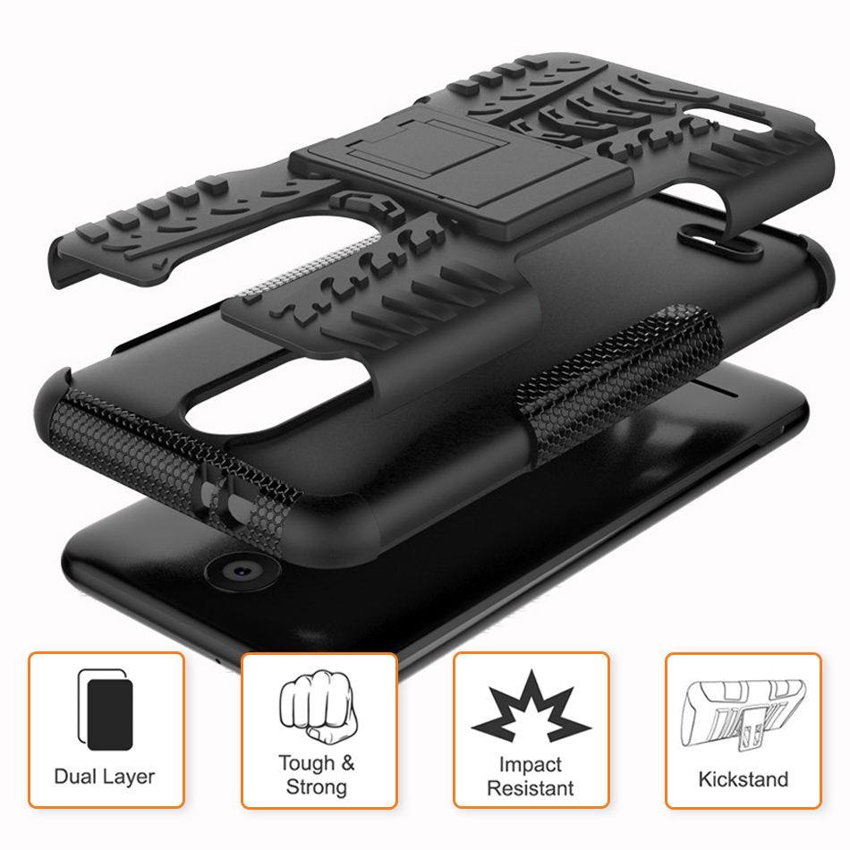 Dual Layer Rugged Tough Case for LG K9 (Black)